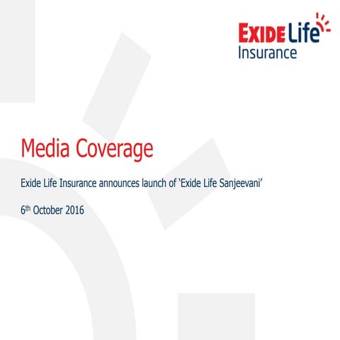 Exide Life Insurance Announces Launch Of Exide Life Sanjeevani Health ...