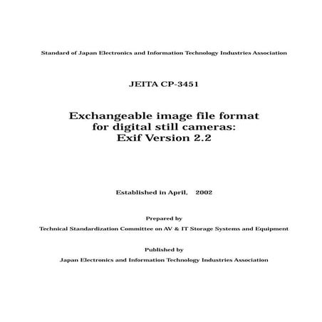 Exif2.2 MetaData Spec | PDF