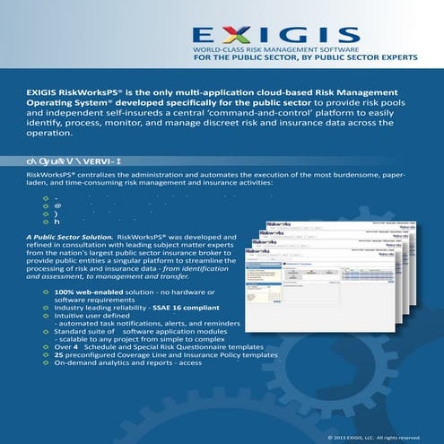 EXIGIS RiskWorksPS Solution Overview | PDF | Operating Systems | Computer Software and Applications