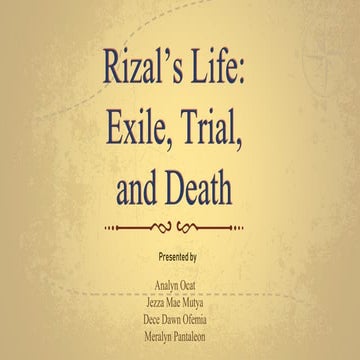 Rizal's Exile in Dapitan and Correspondence with Fr. Pablo Pastells. | PPTX