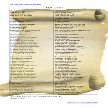Exilio (Pablo Neruda) Albanian translation | PDF