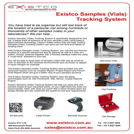 Existco Sample Tracking System | PDF