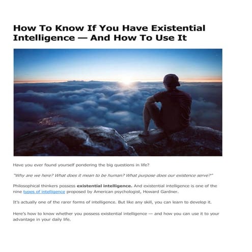 Existential intelligence | PDF