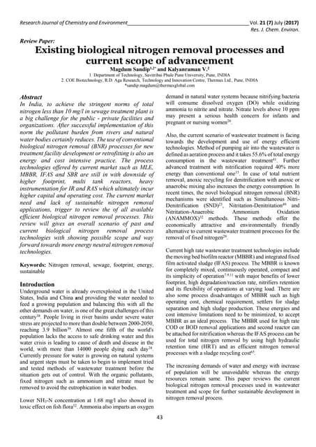 Denitrification process configurations.pptx | Chemistry | Science