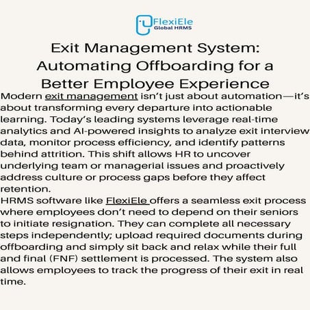 Exit Management System: Automating Offboarding for a Better Employee Experience | PDF