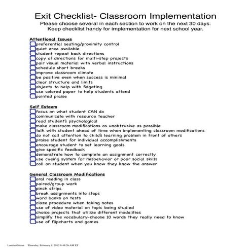 Exit Checklist | PDF