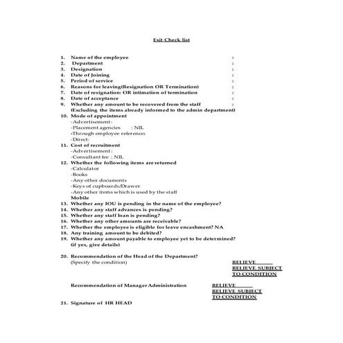 Exit check list_2019 | DOC