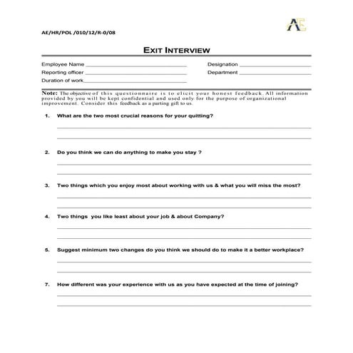 Exit interview | DOC