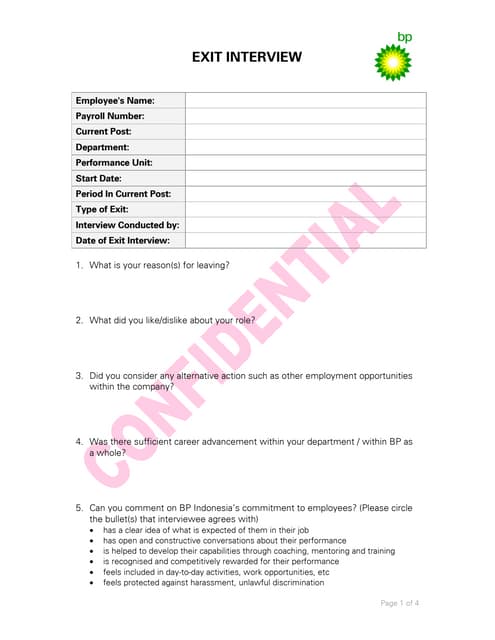 Exit interview | PDF