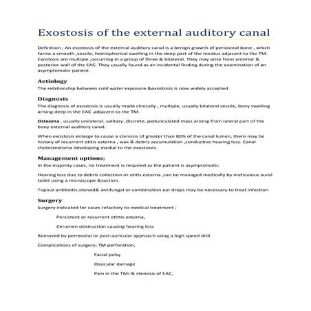 Exostosis of the external auditory canal | DOC