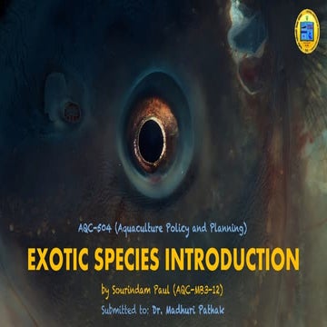 Exotic Species Introduction in Aquaculture | PDF