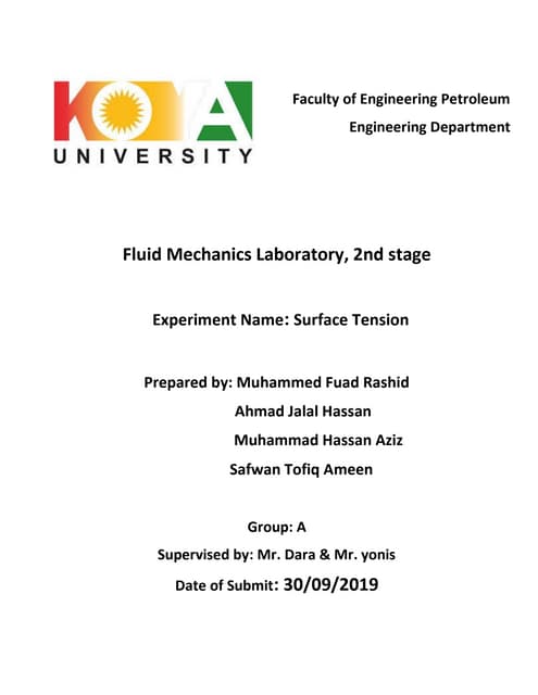 To determine the surface tension of given liquid using Stalagmometer ...