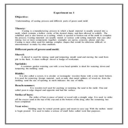 Understanding of casting process and different parts of green sand mold ...