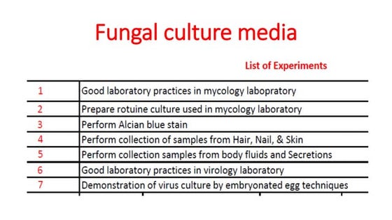 Mycology ppt ii laboratoy techniques for isolation and identification of fungi | PPT