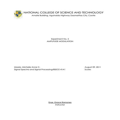 Exp Amplitude Modulation 4 Docx Telecommunications Industry Industries