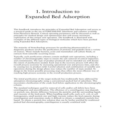 Expanded bed column pharmacia introd eba | PDF | Biotech and Biomedical ...