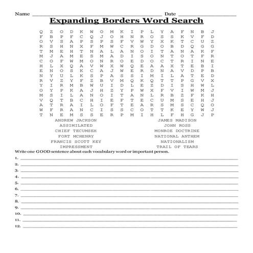 Expanding borders - word search | DOC