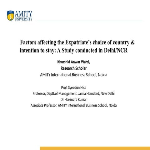 expatriates in India - Challenges and ISSUES | PPTX