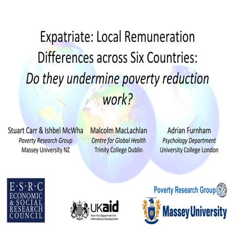 Expatriate; local remuneration differences across six countries,Ishbel ...