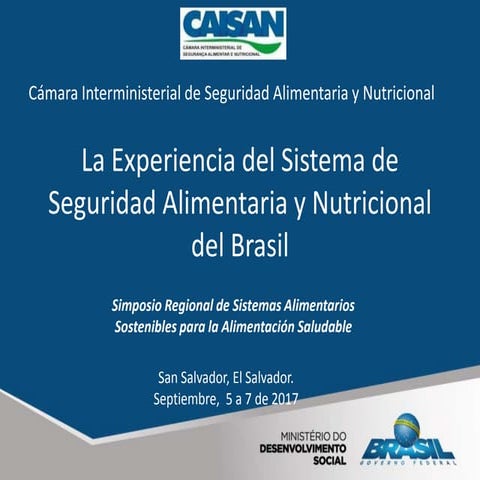 La Experiencia del Sistema de Seguridad Alimentaria y Nutricional de ...