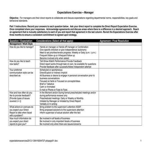 Expectations exercise 2012 | DOC