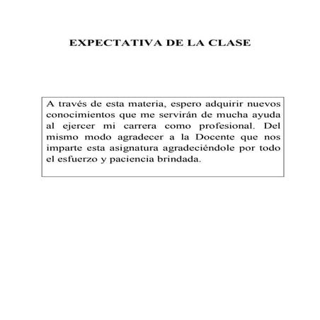 Expectativa de la clase | PDF
