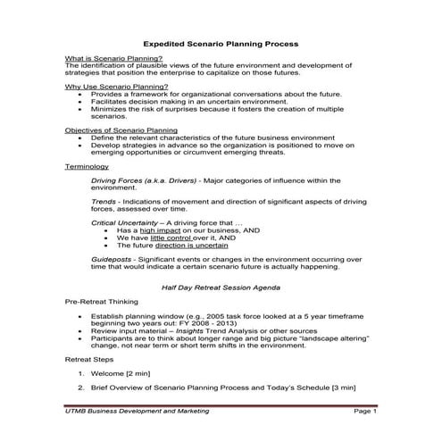 Expedited Scenario Planning Process | PDF