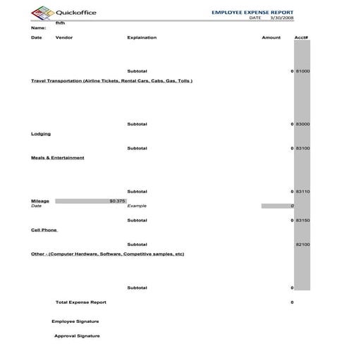 Expense Report | XLS | Technology & Computing
