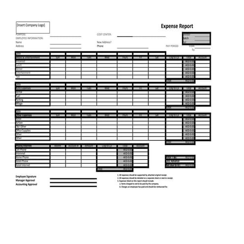 Expense report | XLS