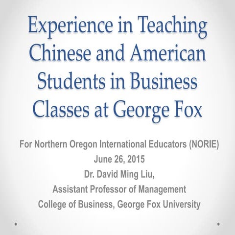 Expereince in teaching mixed class with chineses and american students ...