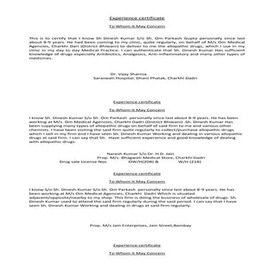 Experience certificate | DOC