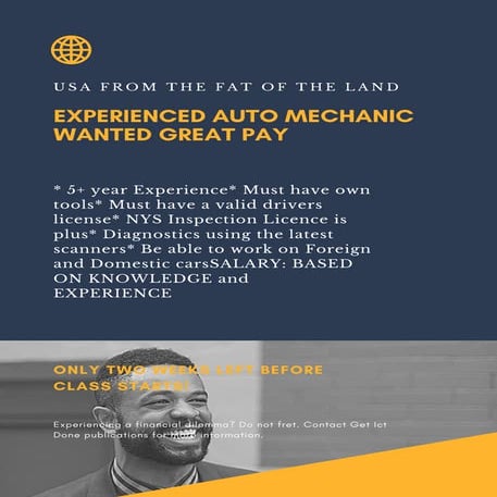 Experienced auto mechanic wanted great pay | PDF | Automotive