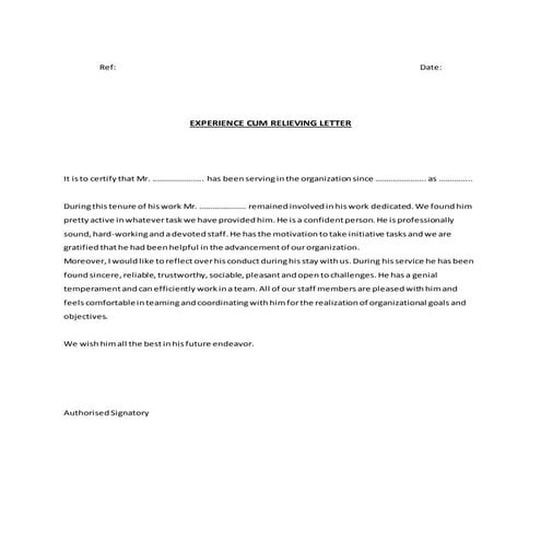 Experience letter | DOCX