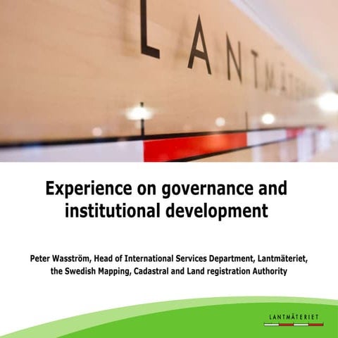 Experience on governance and institutional development | PPT