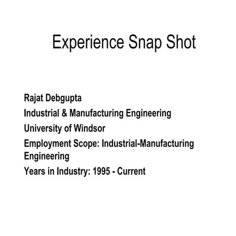 Experience Snap Shot Presentation (Design 3) | PPT | Business ...