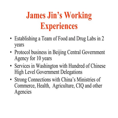 Experiences Of James Jin | PPT