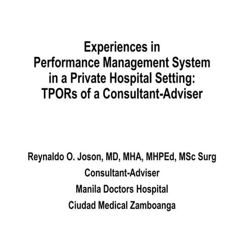 Experiences on Performance Management System in a Private Hospital ...