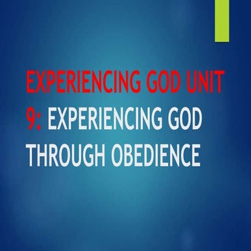 November 4 2018 - Sunday Service - Experiencing God unit 9 ...