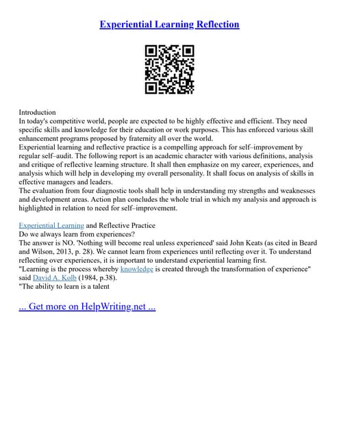 Experiential Learning | PDF