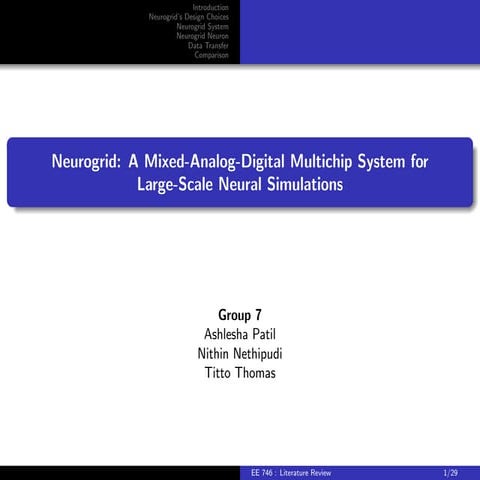 Neurogrid : A Mixed-Analog-Digital Multichip System for Large-Scale Neural Simulations | PDF