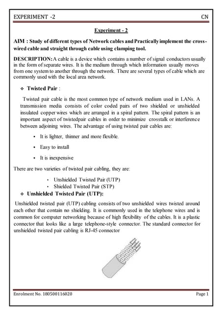 Twisted Pair Cable: Diagram, Types, Examples, and Application!! | PPTX