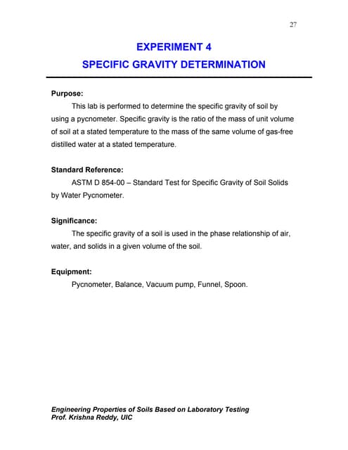 Ex 3 specific gravity by pycnometer | DOCX | Geology | Science