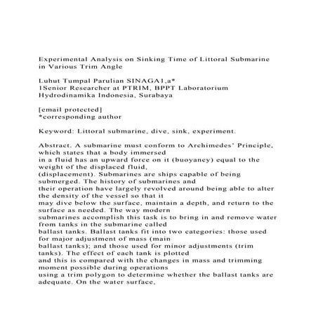 Diving and propulsion system of modern diesel-electric submarine | PDF