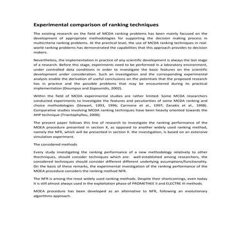 Experimental comparison of ranking techniques | DOC