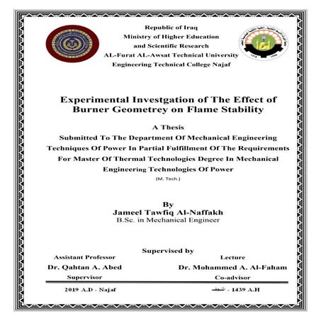 Experimental investgation of the effect of burner geometrey on flame ...