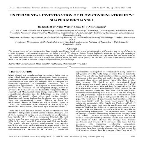 Experimental investigation of flow condensation in 'v' shaped minichannel | PDF