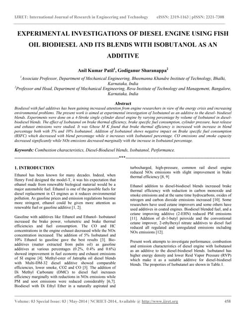 Performance evaluation and emission analysis of 4 s, i.c. engine using ethanol bio-diesel ...