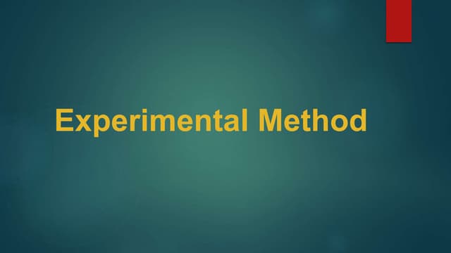 Experimental Method | Ppt