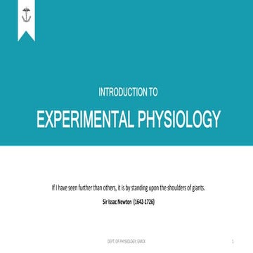 Experimental Physiology Introduction | PPTX