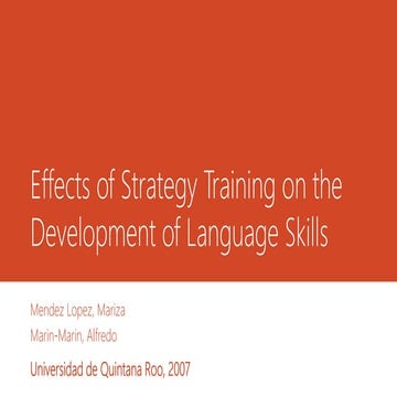 Effects of Strategy Training on the Development of Language Skill | PPTX